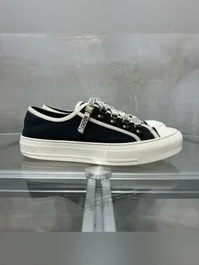 Dior | Shoes | Dior Black And White Lowtop Canvas Sneakers With Branded ...
